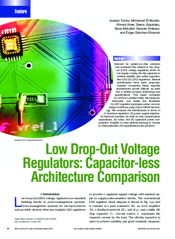 (PDF) Feature Low Drop-Out Voltage Regulators: Capacitor-less Architecture Comparison