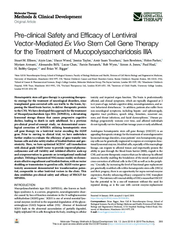 (PDF) Presentation and treatments for Mucopolysaccharidosis Type II ...