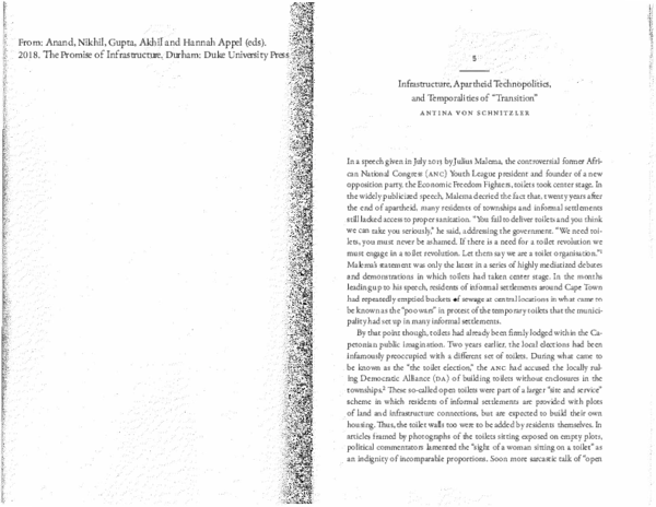(PDF) “Infrastructure, Late Apartheid Techno-Politics and Temporalities ...