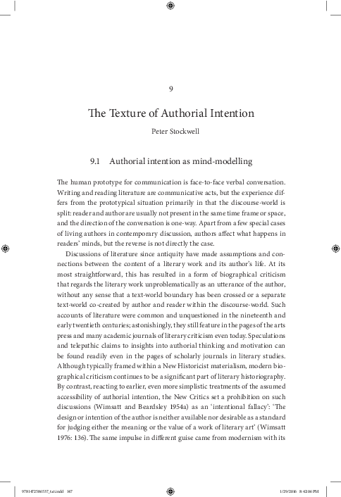 (PDF) 'The texture of authorial intention'