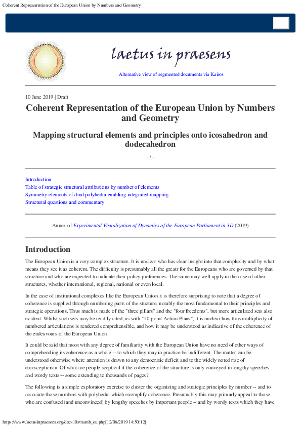 (PDF) Coherent Representation of the European Union by Numbers and ...