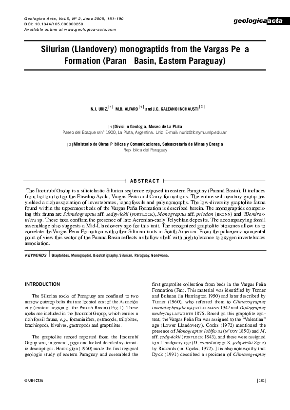 Silurian Monograptids (Llandoverian) of the Vargas Peña Formation ...