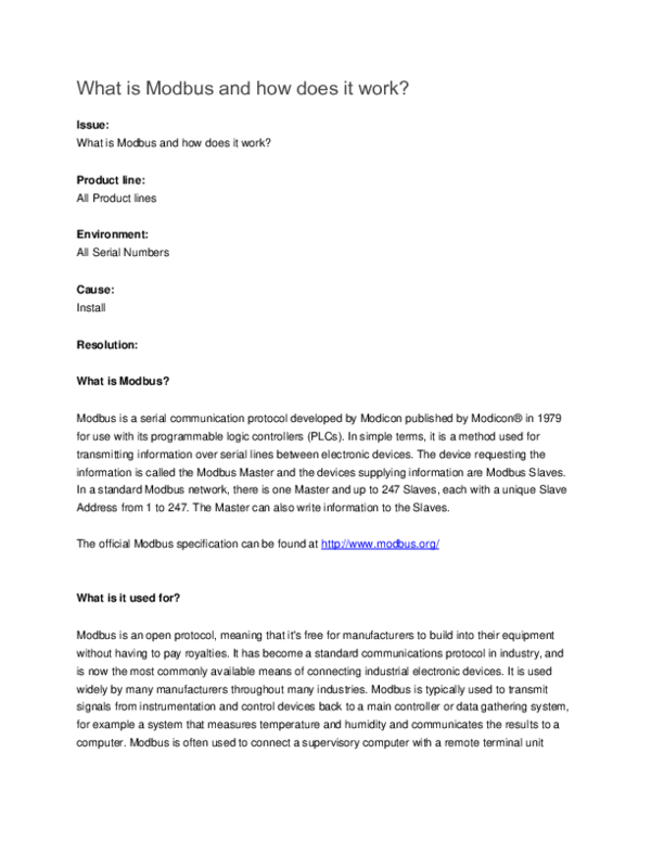 (PDF) What is Modbus and how does it work