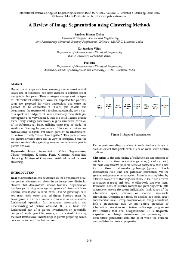 Pdf A Review Of Image Segmentation Using Clustering Methods