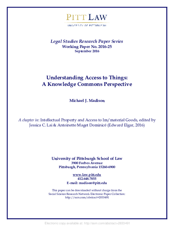 (PDF) Understanding Access to Things: A Knowledge Commons Perspective