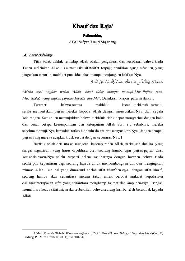 (PDF) Khauf dan Raja'