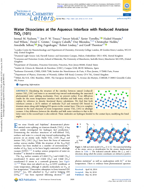 Pdf Water Interface Structure On Reduced Anatase Tio2