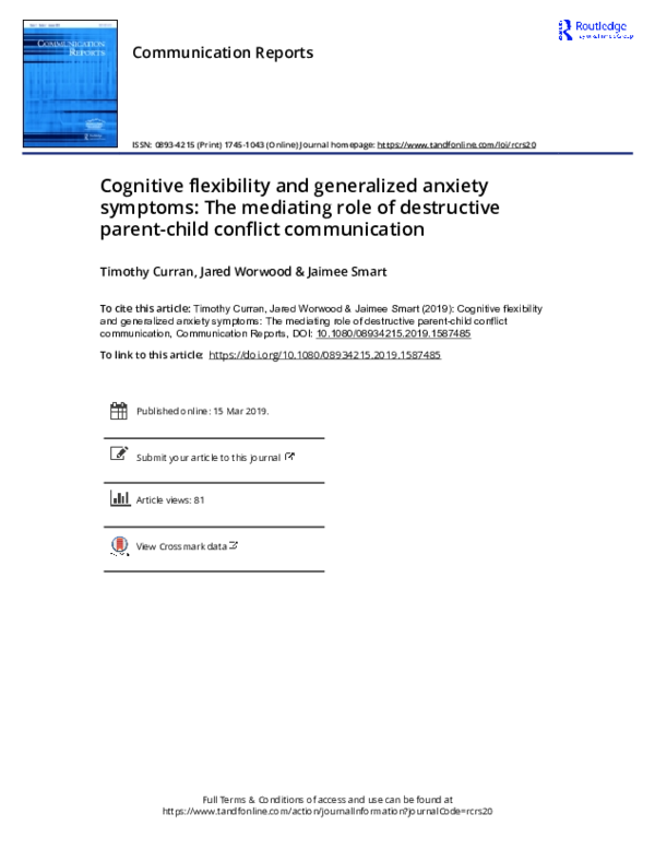 (PDF) Cognitive flexibility and generalized anxiety symptoms: The mediating role of destructive ...