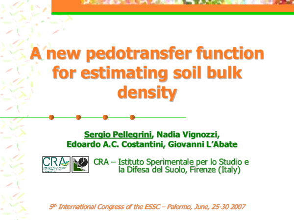 (PDF) A new pedotransfer function for estimating soil bulk density