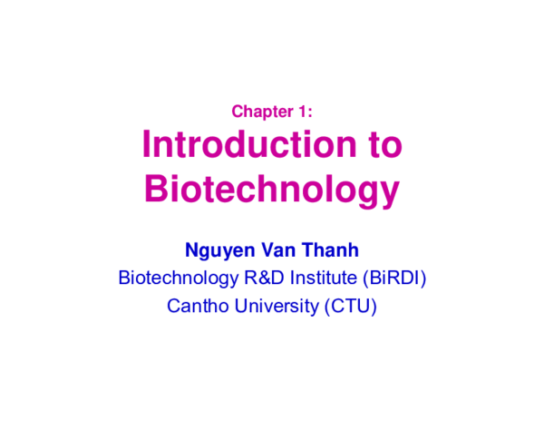 (PDF) Introduction to Biotechnology