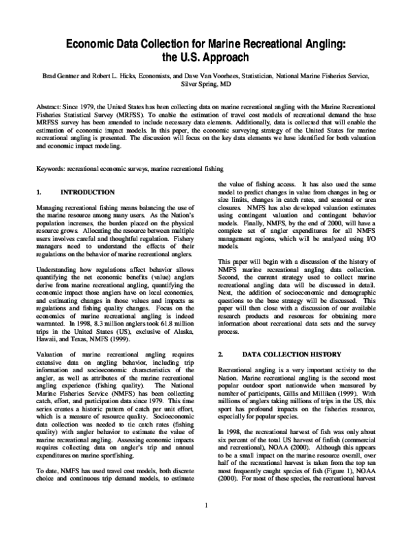 (PDF) Economic Data Collection for Marine Recreational Angling: the U.S ...