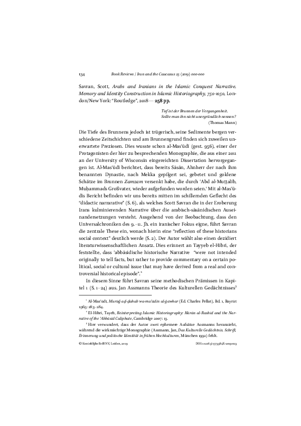 (PDF) Savran, Scott, Arabs and Iranians in the Islamic Conquest ...