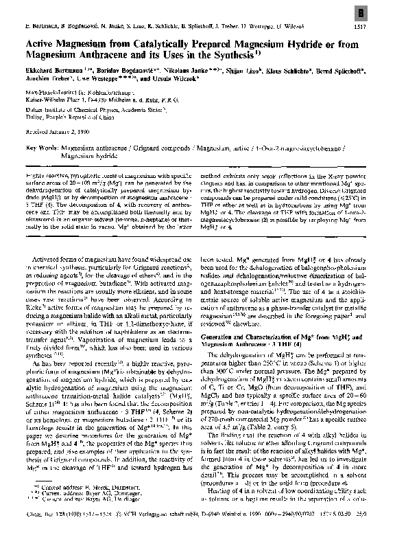 (PDF) Active Magnesium from Catalytically Prepared Magnesium Hydride or ...