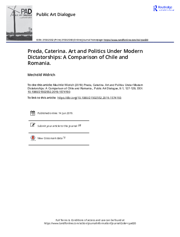 (PDF) A book review of: C. Preda, Art and Politics Under Modern ...