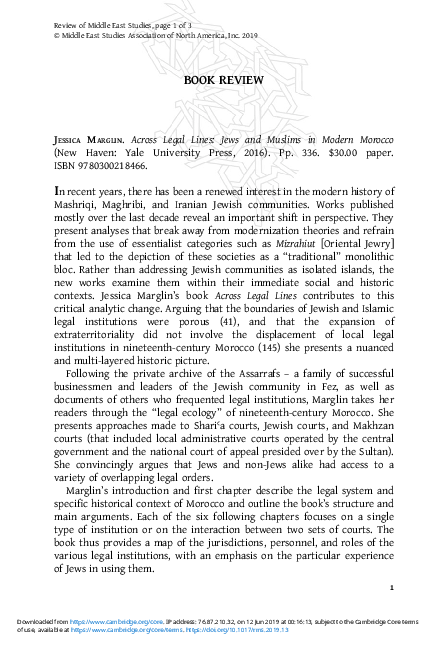 (PDF) Across Legal Lines by Jessica Marglin_Book Review