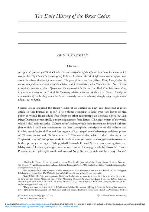 (PDF) The Early History of the Boxer Codex