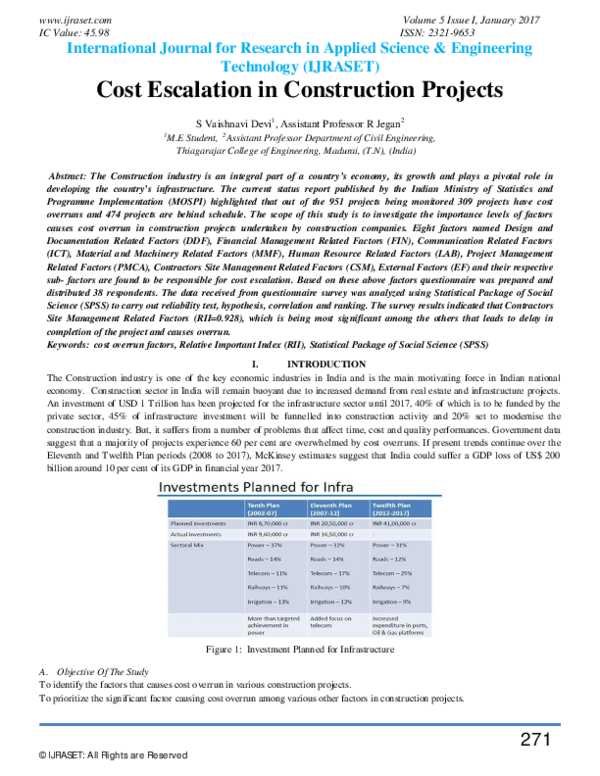 (PDF) Cost Escalation in Construction Projects