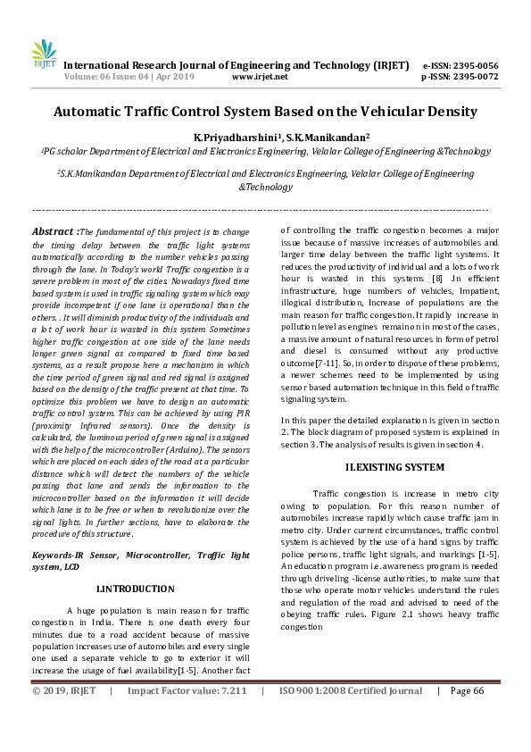 (PDF) IRJET- Automatic Traffic Control System Based on the Vehicular ...