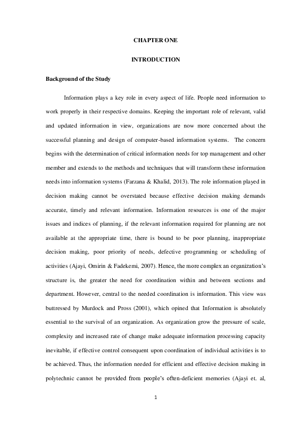 (DOC) CHAPTER ONE INTRODUCTION Background of the Study