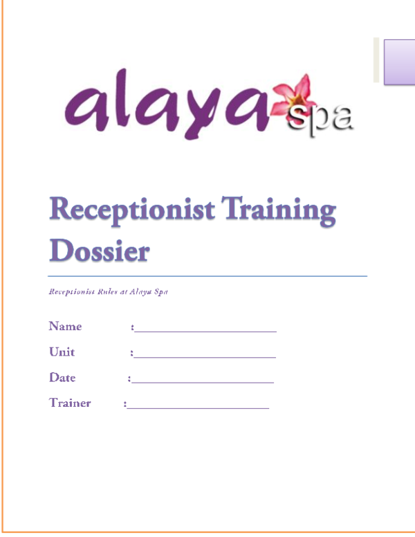 (PDF) Receptionist Training Dossier