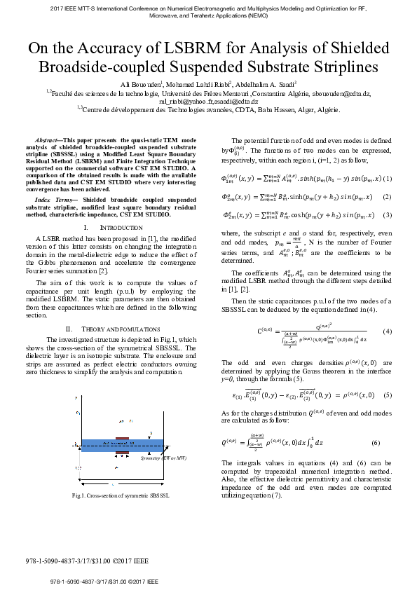 (PDF) On the Accuracy of LSBRM for Analysis of Shielded Broadside ...