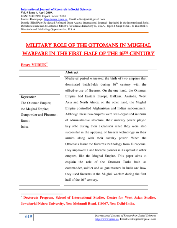 (PDF) “Military Role of the Ottomans in Mughal Warfare in the First ...