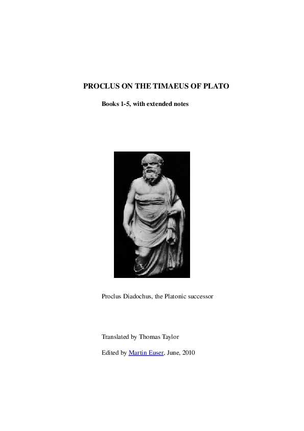(PDF) PROCLUS ON THE TIMAEUS OF PLATO