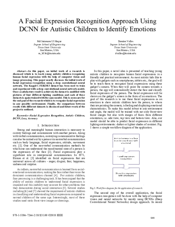 (PDF) A Facial Expression Recognition Approach Using DCNN for Autistic ...