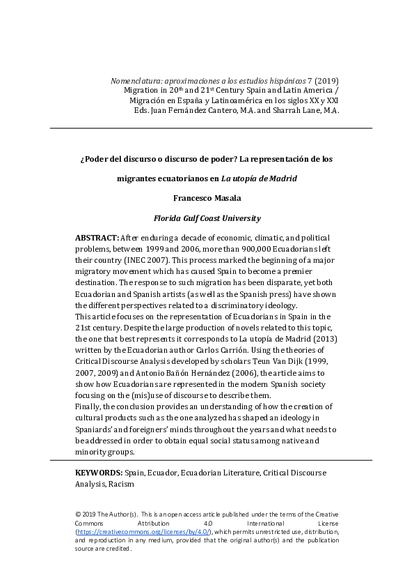 (PDF) ¿Poder del discurso o discurso de poder? La representación de los ...