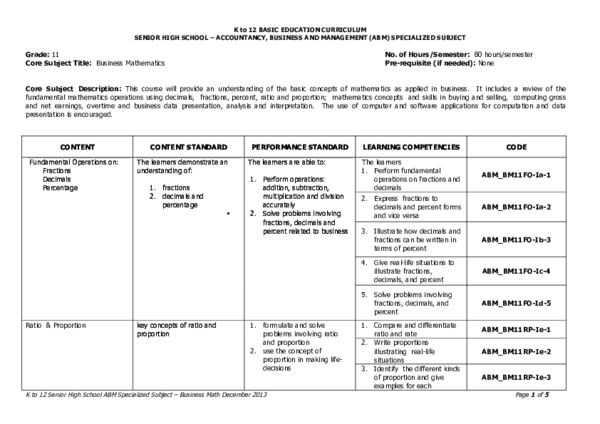(PDF) K to 12 BASIC EDUCATION CURRICULUM SENIOR HIGH SCHOOL ...