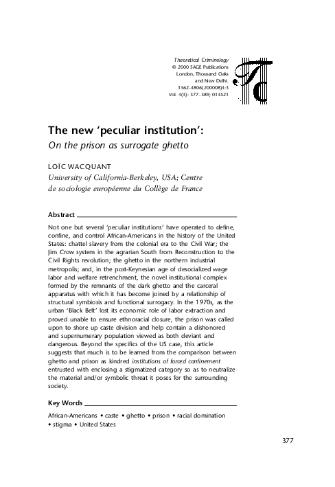 (PDF) Waquant the new peculiar institution