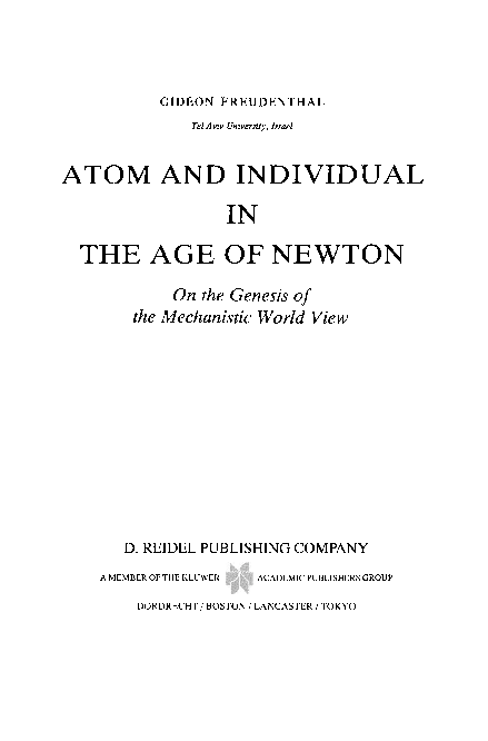 (PDF) Gideon Freudenthal, *Atom and Individual in the Age of Newton: On ...