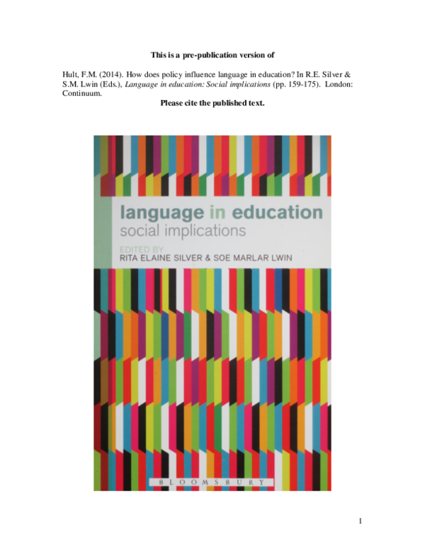 (PDF) How Does Policy Influence Language in Education?