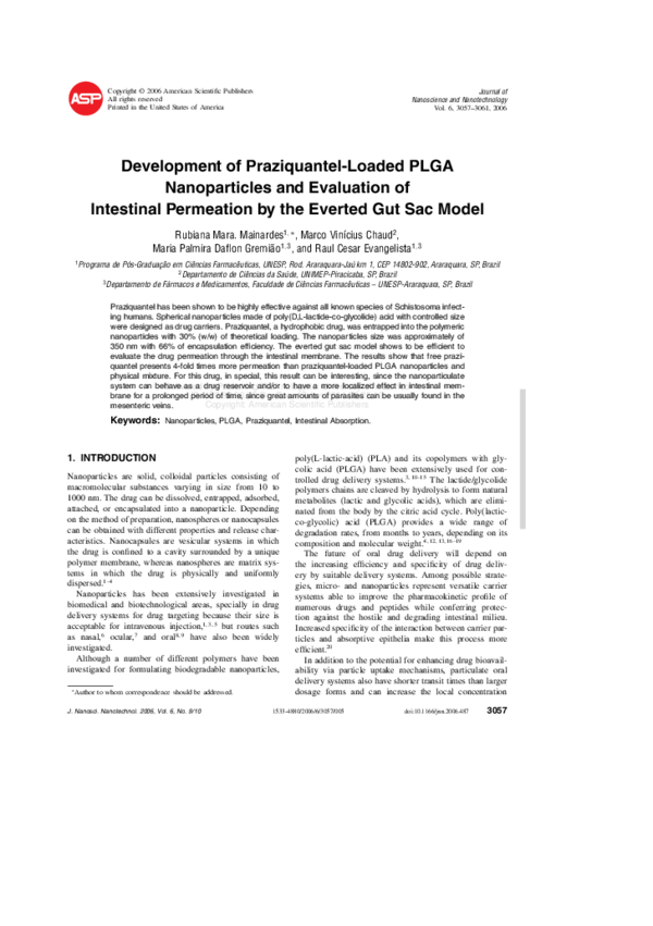 (PDF) Development of Praziquantel-Loaded PLGA Nanoparticles and ...