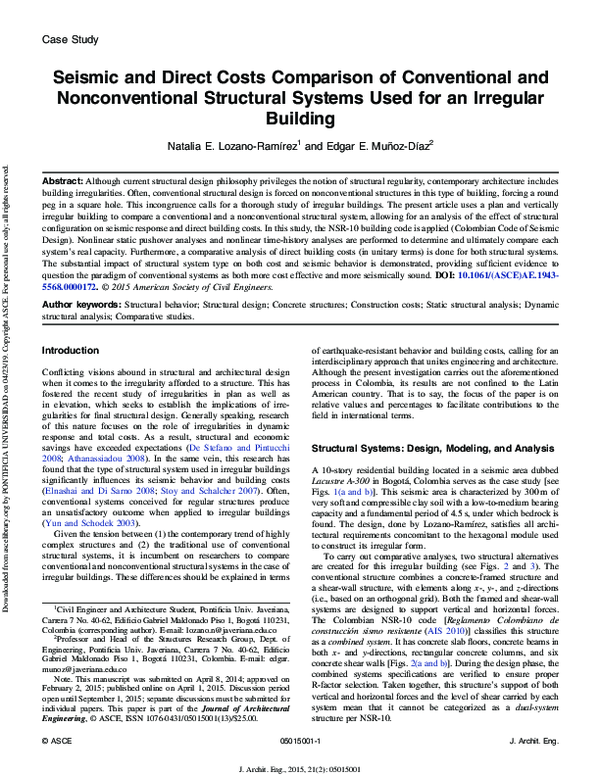 (PDF) Seismic and Direct Costs Comparison of Conventional and ...