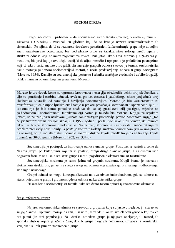 (PDF) Sociometrija