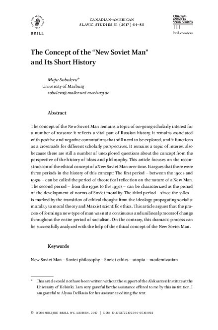 (PDF) The Concept of the “New Soviet Man” and Its Short History