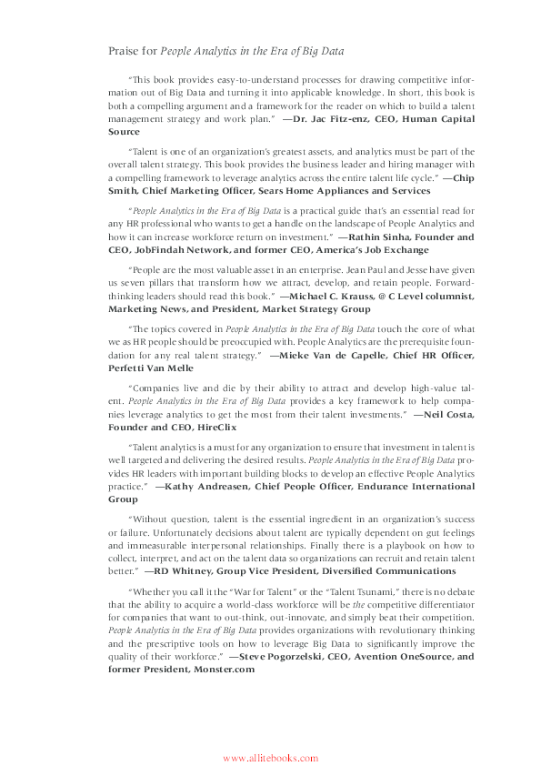 (PDF) Praise for People Analytics in the Era of Big Data | malsha ...