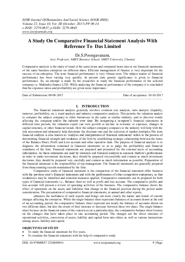 (PDF) A Study On Comparative Financial Statement Analysis With ...