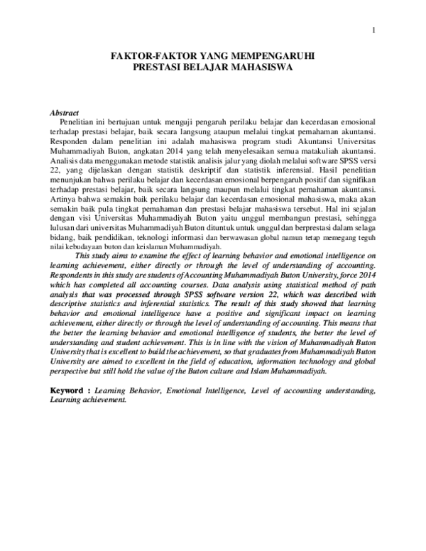 (DOC) FAKTOR-FAKTOR YANG MEMPENGARUHI PRESTASI BELAJAR MAHASISWA