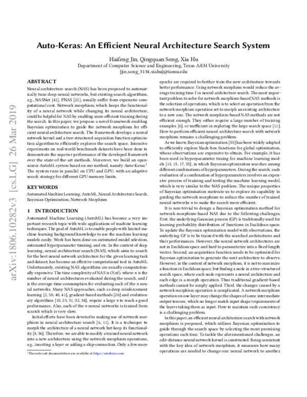 (PDF) Auto-Keras: An Efficient Neural Architecture Search System