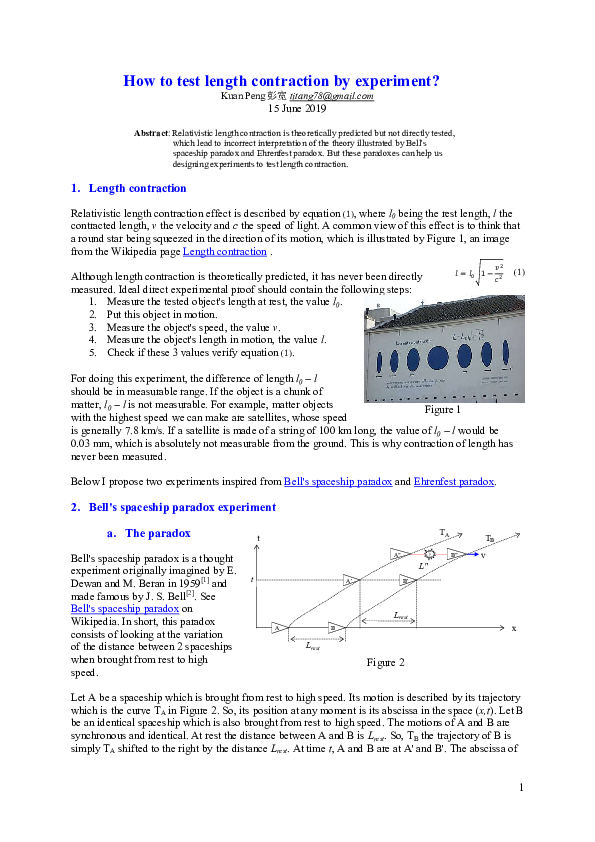 (PDF) How to test length contraction by experiment