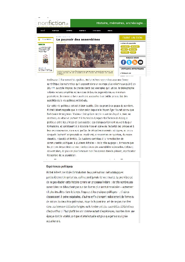 (PDF) Compte-rendu de Michel Hébert, La voix du peuple. Une histoire des assemblées au Moyen Âge ...