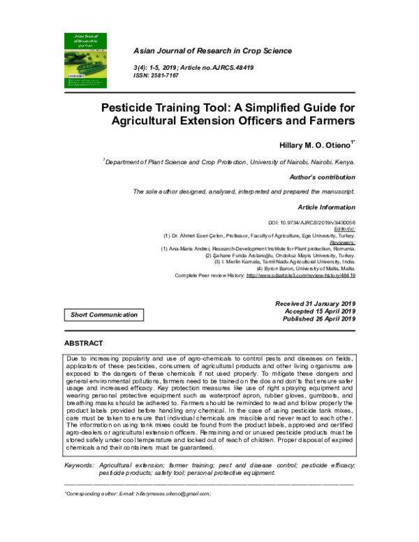 (PDF) Pesticide Training Tool: A Simplified Guide for Agricultural ...