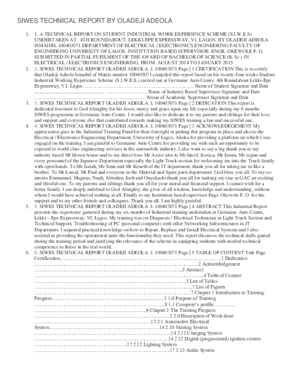 (DOC) SIWES TECHNICAL REPORT BY OLADEJI ADEOLA