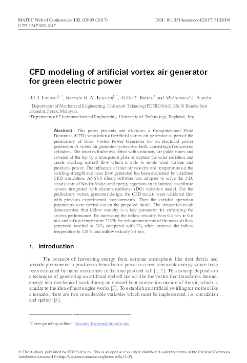 (PDF) CFD modeling of artificial vortex air generator for green ...
