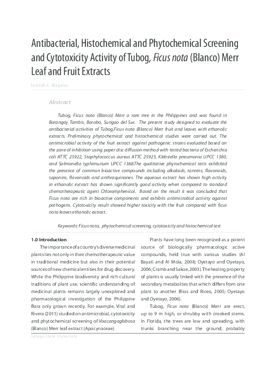 (PDF) Antibacterial, Histochemical and Phytochemical Screening and ...