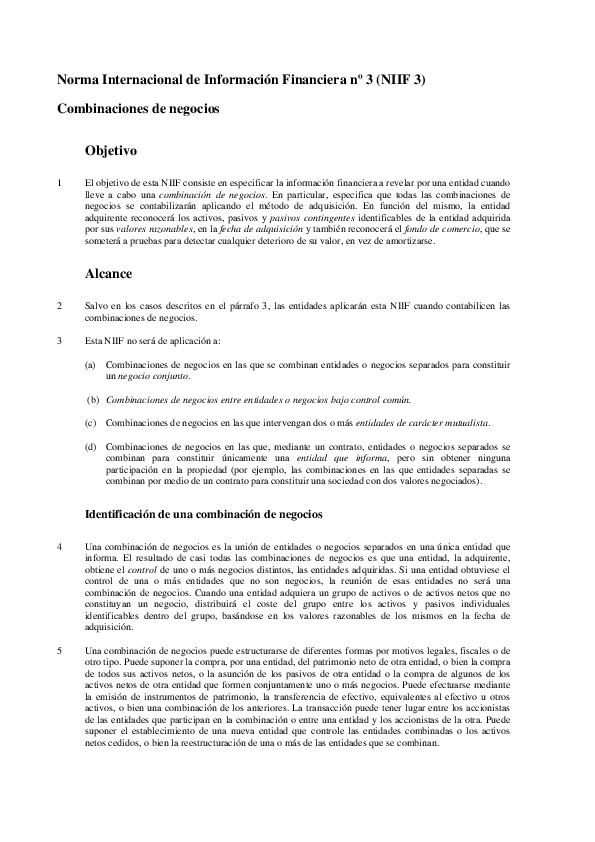 (PDF) Norma Internacional de Información Financiera nº 3 (NIIF 3 ...