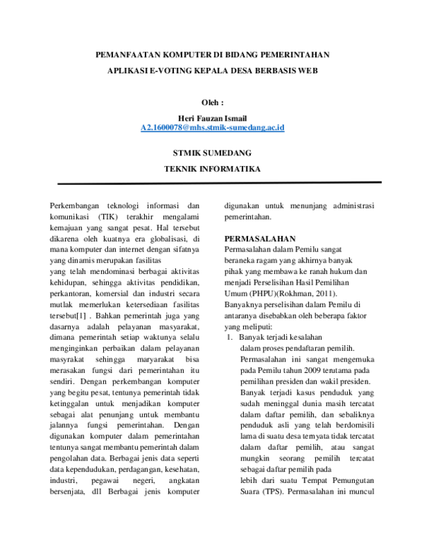(PDF) PEMANFAATAN KOMPUTER DI BIDANG PEMERINTAHAN APLIKASI E-VOTING ...