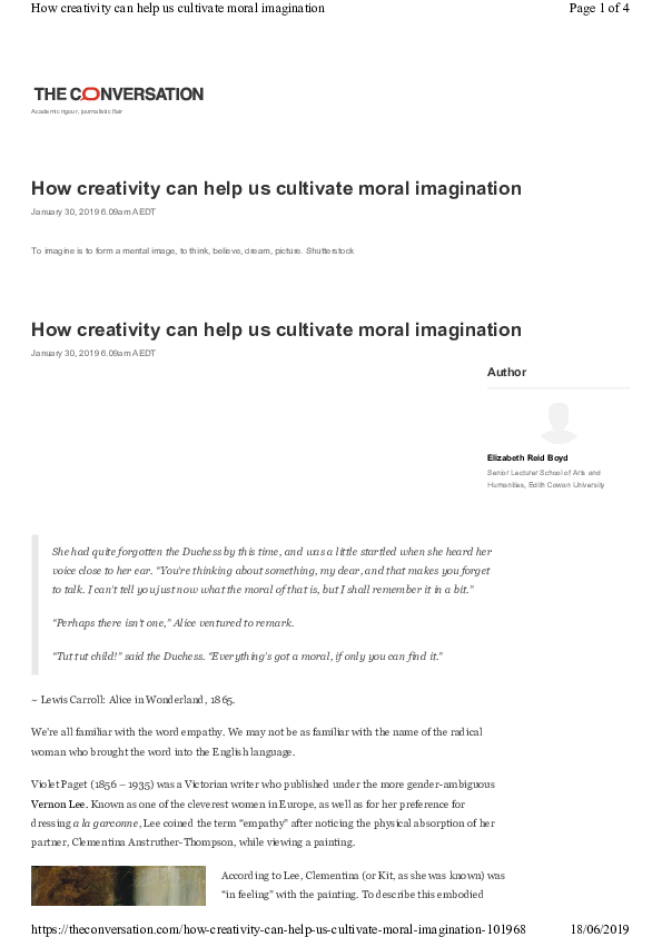 (PDF) How Creativity can help cultivate Moral Imagination Elizabeth ...